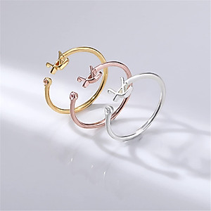 Letter Rings for Women, Twenty Six English Letter Open Ring, Alphabet Rings Letter A to Z, Statement Alphabet Rings, Adjustable Open Ring for Women Teens (N,Golden)