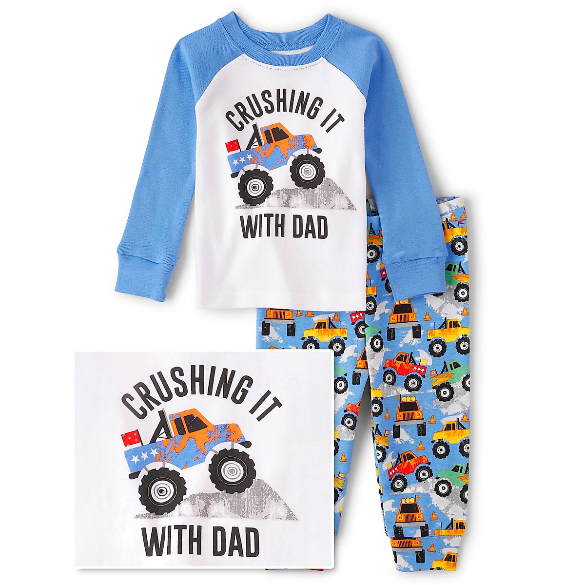 The Children's Place,and Toddler Long Sleeve Top and Pants Snug Fit 100% Cotton 2 Piece Pajama Set,SPRING BLUE,5T