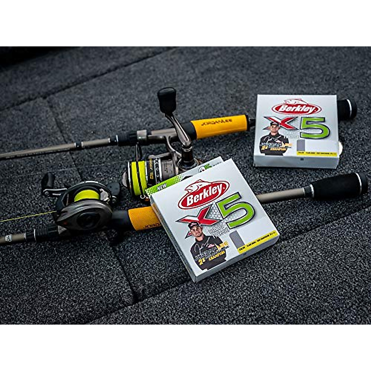 Abu Garcia 7’ Jordan Lee Fishing Rod and Reel Baitcast Combo, 5 +1 Ball Bearings with Lightweight Graphite Frame & Sideplates, Durable Construction,Yellow/Grey