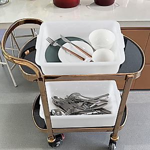 Guankan 4-Pack 8 L Commercial Plastic Bus Tub Box, Small Dish Pan Tub, White