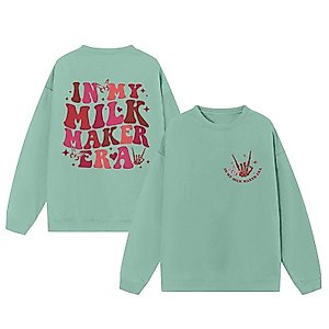 In My Milk Maker Era Sweatshirt For Women Breastfeeding Long Sleeve Sweatshirts Trendy Butterfly Graphic Hoodies 2023 Green