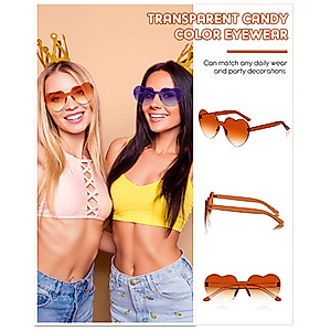 CHENGU 12 Pairs Summer Heart Rimless Sunglasses for Women Transparent Trendy Heart Sunglasses, Bachelorette Party(Bright Colors)