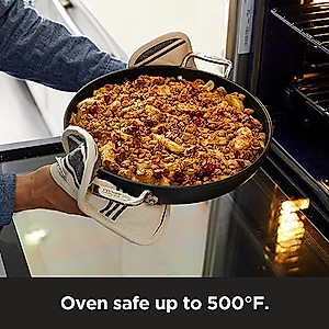 All-Clad HA1 Hard Anodized Nonstick Universal Pan with Acacia Trivet and Spoon 4 Piece, 3 Quart Induction Oven Broiler Safe 500F, Lid Safe 350F Pots and Pans, Cookware Black