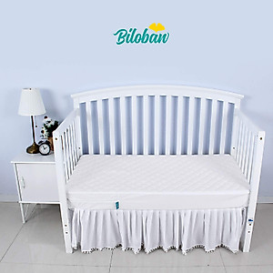 Waterproof Bamboo Viscose Quilted Crib Mattress Encasement Zippered Crib Mattress Protector, Breathable and Absorbent, 6 Sides Fully Encased Crib Mattress Cover, 2 Pack, Bamboo Viscose