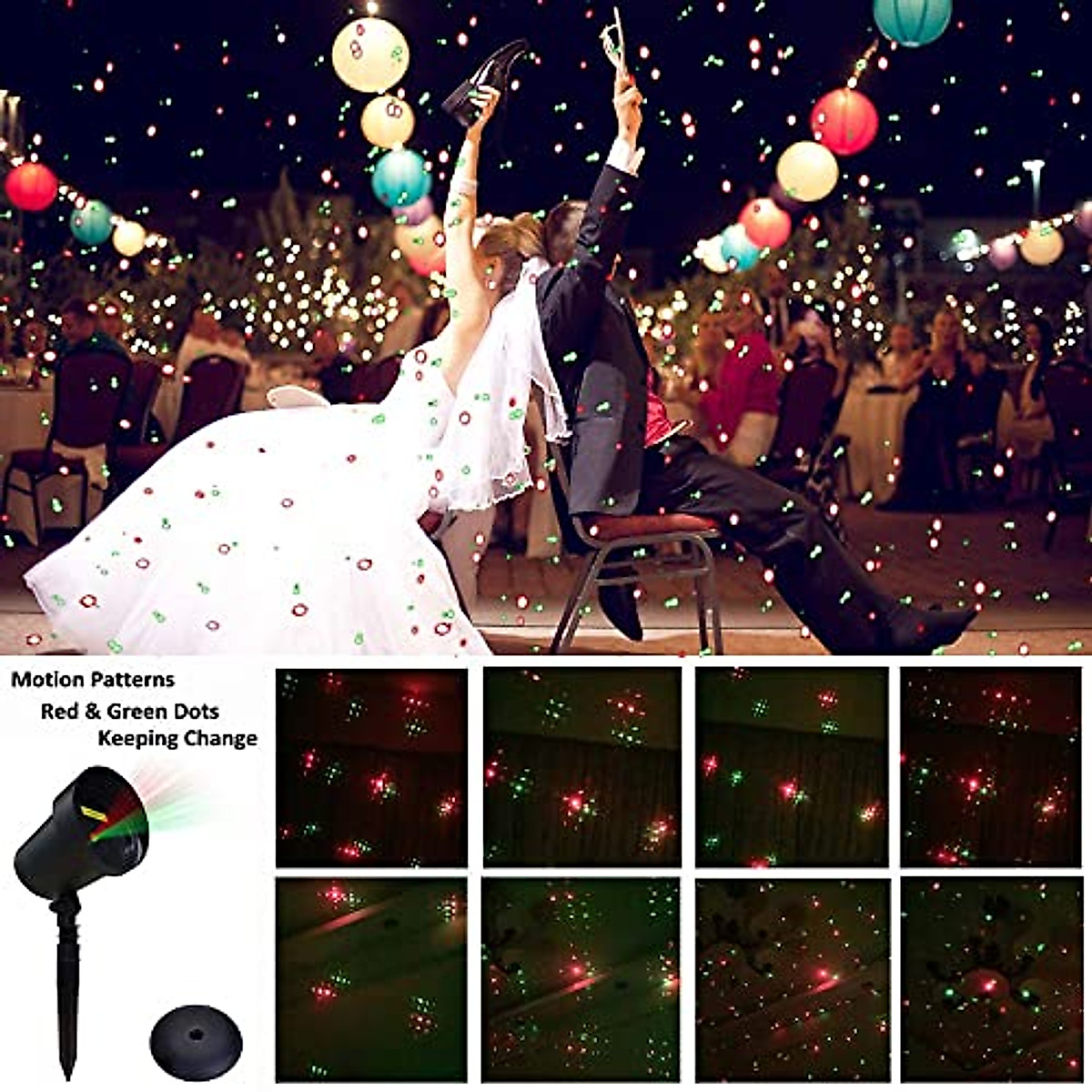 O'Black Outdoor Motion Laser Lights Projector (Green & red Stars) for Party As Seen on TV, Star Pattern Beam Holiday Lighting House Wall Bar KaraOK Wedding Birthday Valentines Party