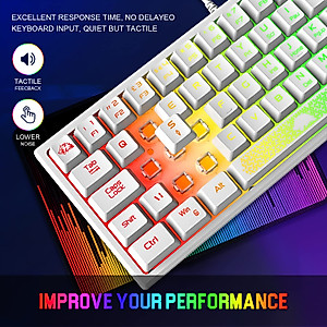 Ajazz K61 60% Percent Keyboard,RGB Backlit Wired Compact Mechanical Feeling Gaming Keyboard with Quick Quiet Typing,19 Anti-Ghosting Keys Membrane USB Cable for Windows Laptop PC Mac.