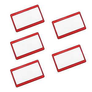 Othmro 5Pcs 3X PVC Page Magnifier 72×41mm/2.83"×1.61" Red Square Magnifying Glass Low Vision Aids Tool for Reading Small Prints