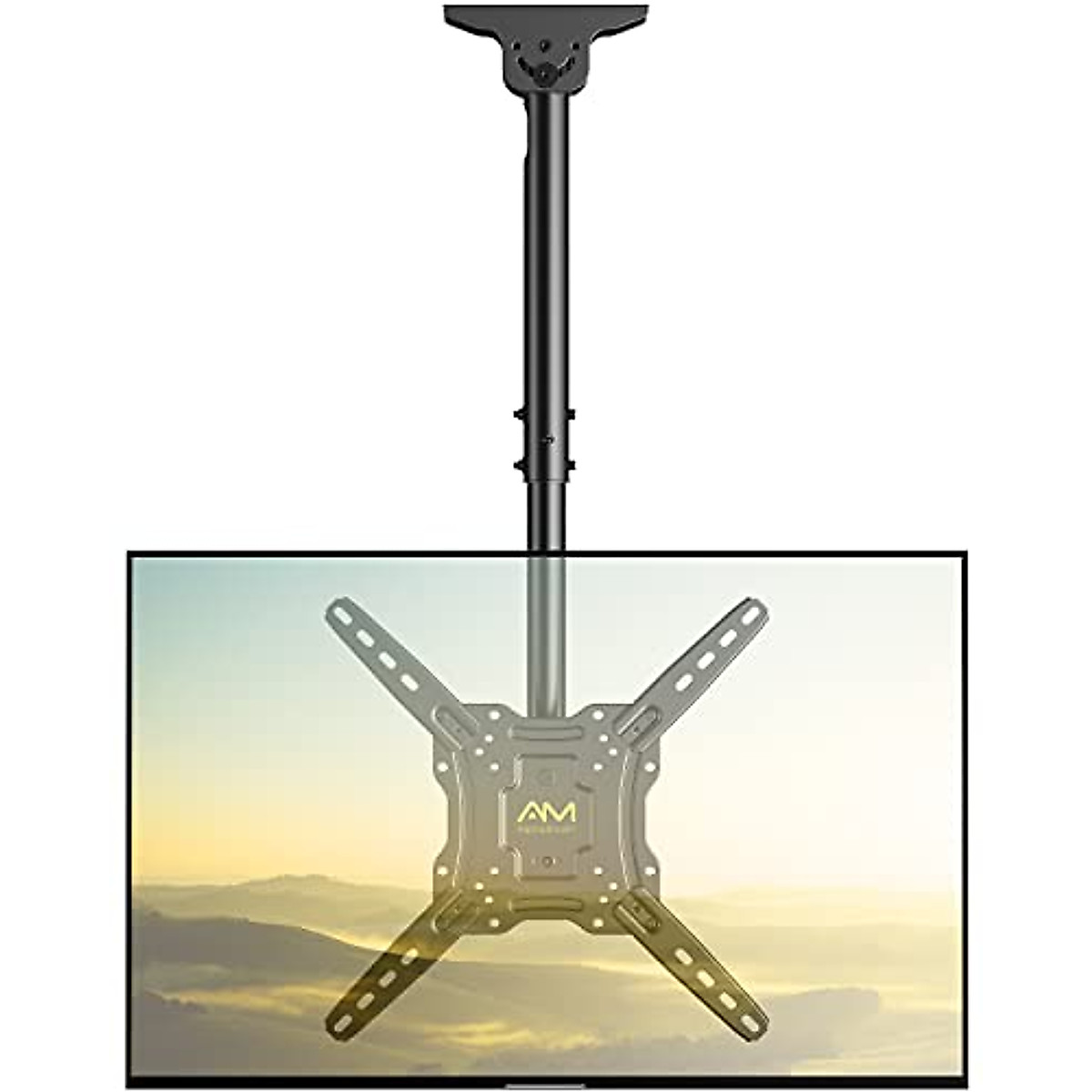 AM alphamount Ceiling TV Mount for 13-55 Inch LCD LED OLED 4K TVs/Monitors, Hanging TV Mount Bracket Swivels Tilts Rotates fits Flat/Sloped Roof, Max VESA 400x400mm, Holds up to 77lbs