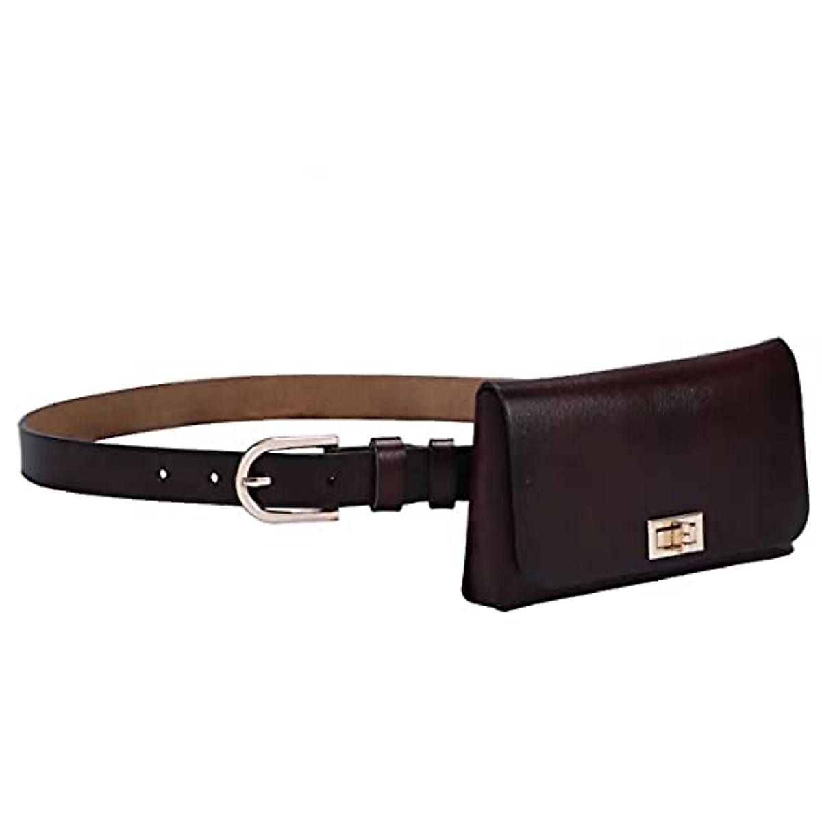 Fashion Belt for Women`s Dress and pants with Removable Mini Waist Bag, Cell Phone Pocket (Coffee), 43 inch