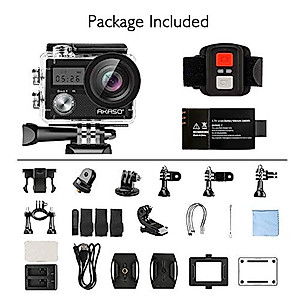 AKASO Brave 4 4K 20MP WiFi Action Camera Ultra HD with EIS 30m Waterproof Camera Remote Control 5X Zoom Underwater Camcorder with 2 Batteries and Helmet Accessories Kit Support External Microphone