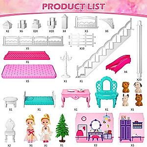 Doll House, Dream Doll House Furniture Pink Girl Toys, 2 Stories 3 Rooms Dollhouse with 2 Princesses Slide Accessories, Toddler Playhouse Gift for for 3 4 5 6 7 8 9 10 Year Old Girls Toys