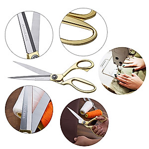10.5'' Fabric Scissors Stainless Steel sharp Tailor Scissors clothing scissors Professional Heavy Duty Dressmaking Shears Sewing Tailor (Golden)