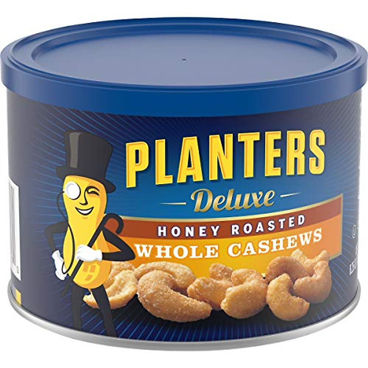 PLANTERS Deluxe Honey Roasted Whole Cashews, Sweet and Salty Snacks, 8.25oz (1 Canister)