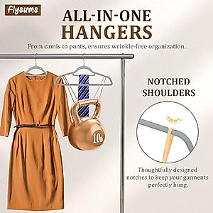 Velvet Hangers 50 Pack with 10 Bonus Clear Clothes Hanger, 17.6" Felt Hangers for Coats, Dresses, Shirts,Sweater, Gray - Family Choice Awards Winner