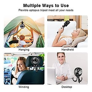 LICHTEE Battery Operated Baby Stroller Fan ,Portable Small Personal Fan, Rechargeable USB Desk Fan with Charging your Phone Three-speed Adjustment Clip on for Stroller Car Seat/Kitchen/Umbrella/Desk/Golf Cart