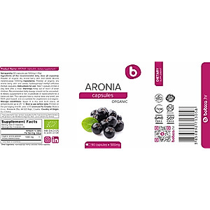 b Bobica Organic Aronia Berry Capsules, Chokeberry Capsules, Antioxidant Superfood, High in Flavonoids, Polyphenols, Immunity, 500 mg, 90 Vegan caps