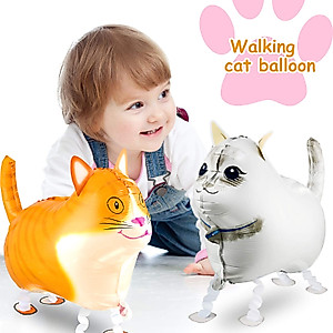 8 Pieces Walking Animal Cat Balloons Aluminum Foil Animal Balloons for Party Decoration for Cat Theme Party Supplies Baby Shower Wedding Birthday Decor, 2 Colors
