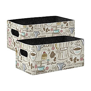 Coffee Maker Storage Basket Felt Storage Bin Collapsible Storage Box Shelves Cloth Baskets Organizer for Kids Bedroom Magazine