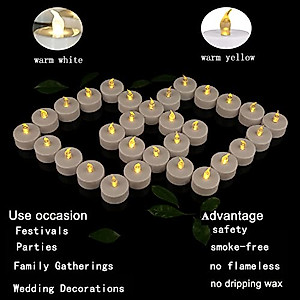 5Pack Battery Tea Lights - LED Tea Lights candles Realistic Bright Flickering Holiday Gift Operated Flameless LED Tea Light for Seasonal & Festival Celebration Warm Yellow lights Battery Powered