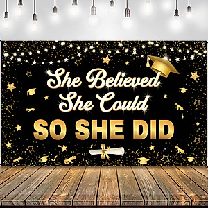 KatchOn, She Believed She Could So She Did Banner - XtraLarge, 72x44 Inch | Graduation Banner 2024 for Graduation Decorations Class of 2024 | Congratulations Banner, 2024 Graduation Party Decorations