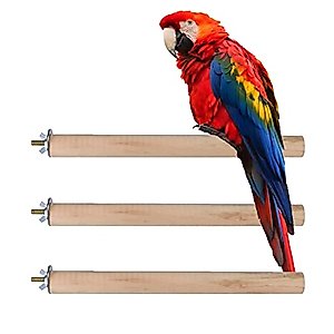 3PCS Bird Wood Perch Stick Stand Beak Paw Grinding Chew cage Accessories for Parrot Parakeet Cockatiel Lovebird Conure Cockatoo