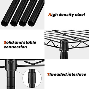 FLL Wire Shelving Unit 5-Tier NSF-Certified Heavy Duty Commercial Grade Metal Storage Shelves, 14" D x 24" L x 60" H Adjustable Wire Rack Shelving for Bathroom Kitchen Pantry Closet (Black)