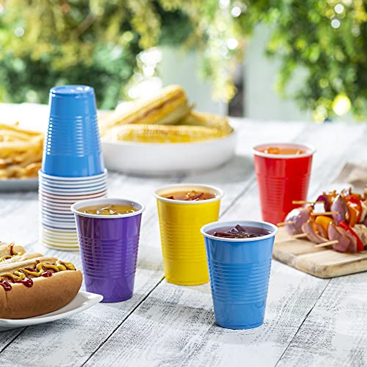 Comfy Package [50 Count] 9 oz. Disposable Party Plastic Cups - Assorted Colors Drinking Cups