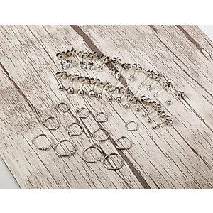 MILACOLATO 18 Pairs Small Tiny Stud Hoop Earrings for Women 14K White Good Plated Stainless Steel Earrings Set for Multiple Piercing Hypoallergenic CZ Ball Studs Endless Cartilage Hoops Earrings