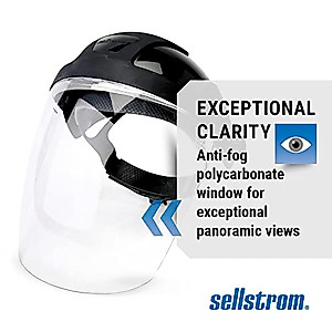 Sellstrom Face Shield - Single Crown Full Safety Mask for Men & Women - Clear Polycarbonate - Ratchet Headgear - S32010