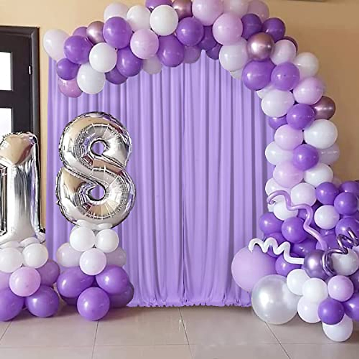 10ft x 7ft Lavender Backdrop Curtain for Parties Wedding Light Purple Wrinkle Free Backdrop Drapes Panels for Baby Shower Birthday Party Photo Photography Polyester Fabric Background Decoration
