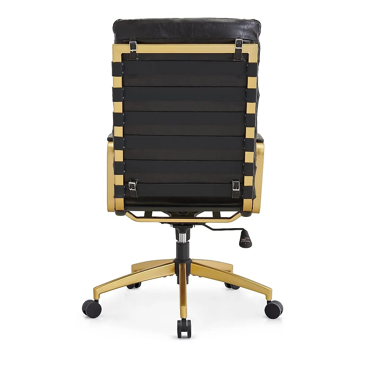CAROCC Black Gold Desk Chair Black Gold Office Chair high Back Modern Office Chair managerial Chairs & Executive Chairs Swivel Office Chair Black Leather and Gold(1902 Gold Black)