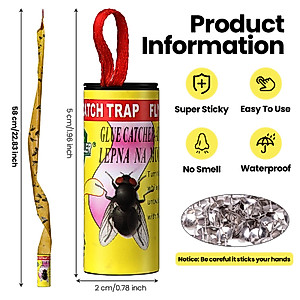 Qualirey 160 Pack Fly Strips Sticky Fly Trap Indoor Outdoor Hanging Fly Ribbon Tape Paper Flying Insect Trap Gnat Killer Traps for Fruit Flies, Bug, Insect, Pest (Yellow)