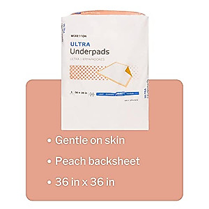 McKesson Ultra Underpads, Adult Incontinence Bed Pads, Chux, Disposable, Heavy Absorbency, 36 in x 36 in, 50 Count