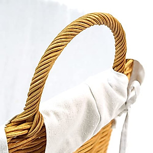 Rattan Laundry Basket with Handles and White Cotton Removable Lining, Natural