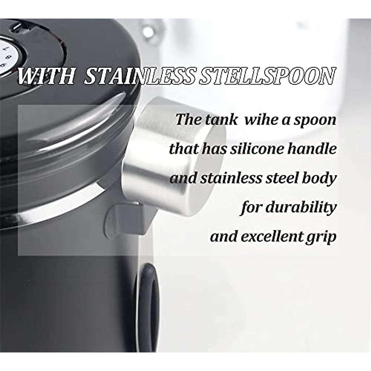 ANTOWALL Coffee Containers Stainless Steel 1.8L Coffee Jar Canister Airtight Storage Coffee Tank With Scoop & Date Tracker For Coffee Bean, Tea, Sugar, Flour (Black)