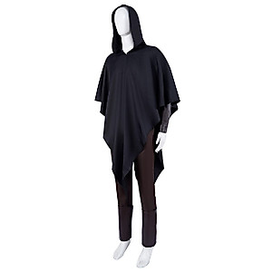 Adult Puss Costume in Boots Cosplay The Big Bad Wolf Cloak Robe Death Wolf Black Hooded Cape Halloween Outfits (Black with Mask-Adult, X-Small)