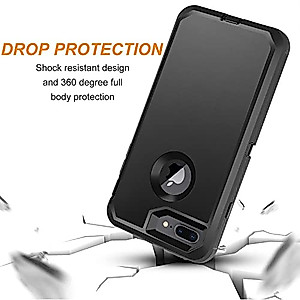 for iPhone 8 Plus Case iPhone 7 Plus Case with Screen Protector [Shockproof] [Dropproof] [Dust-Proof] 3 in 1 Heavy Duty Protection Phone Cover for Apple iPhone 8 Plus & 7 Plus 5.5" Black