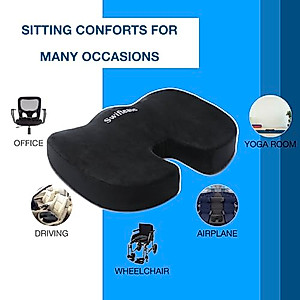 Swiftease Memory Foam Seat Cushion for Chair Long Sitting Hours Office Desk Car Chair Butt Pillow Body Travel Wheelchair Premium Gaming School Pain Relief and Travel Carrying Bag Included