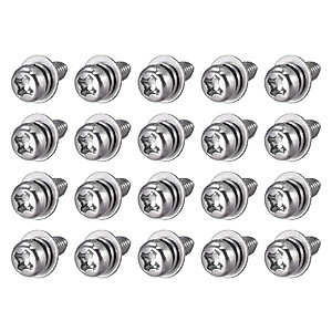 uxcell M3 x 6mm Stainless Steel Phillips Pan Head Machine Screws Bolts Combine with Spring Washer and Plain Washers 20pcs