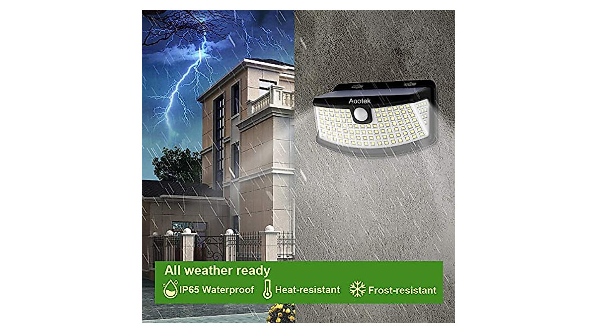 Aootek 120-LED Solar Lights - Wide-Angle Waterproof Security Lighting