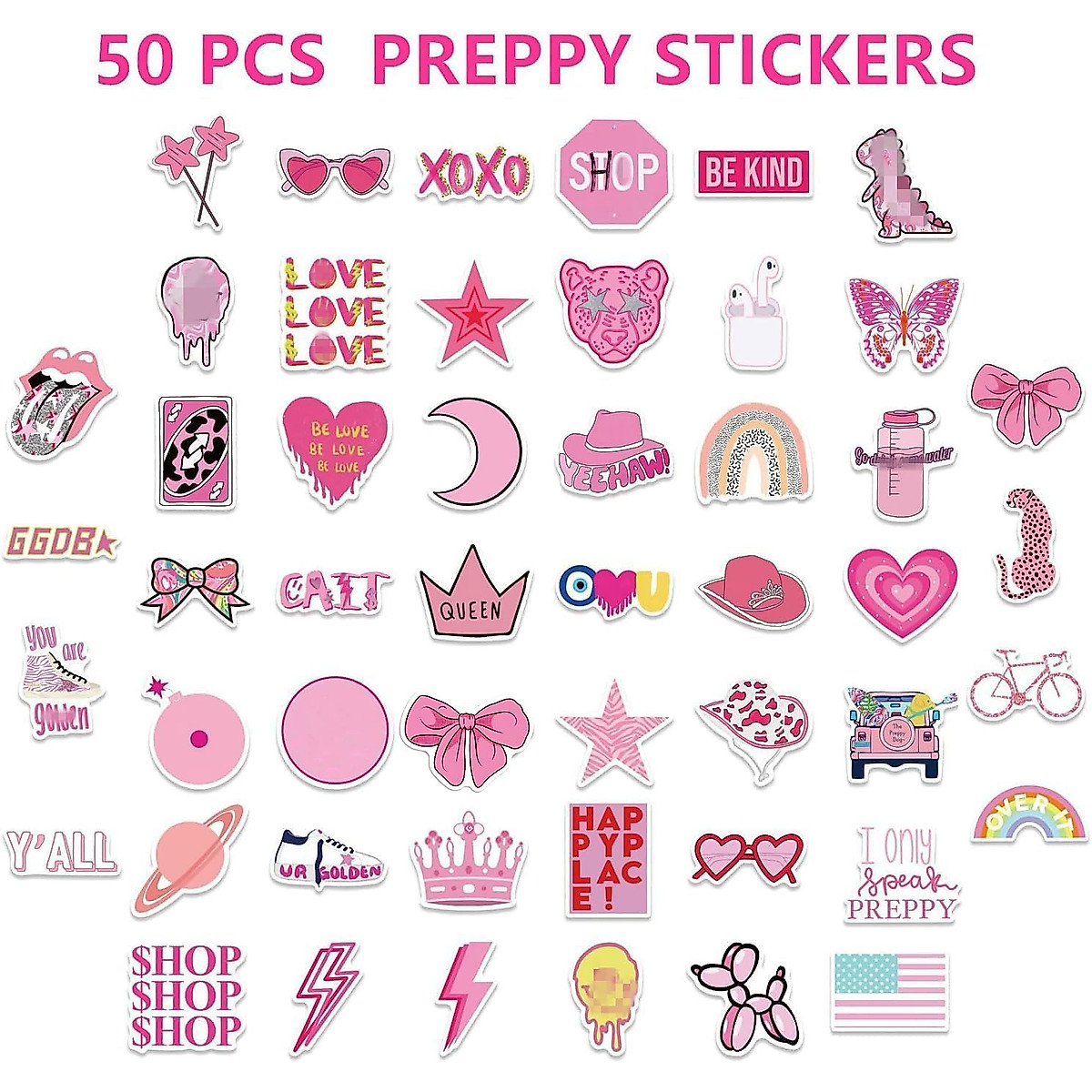 YZEASYPINK 120 Pcs Preppy Wall Collage Kit Aesthetic Pictures,Trendy Pink Photo Collage Kit,Preppy Room Decor Aesthetic,Preppy Things for Teen Girls,Cute Posters for posters for room aesthetic