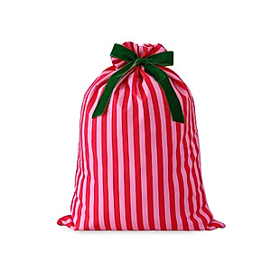 DYSHAYEN Santa Sack Christmas Bag,Extra Large Size 27"x19.5"Canvas Heavy Duty Personalize Gift Bag for Kids,Party Decoration (Stripe)