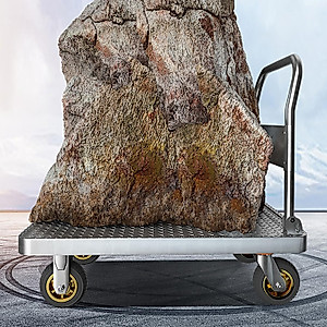 Platform Truck Heavy Platform Truck with 4 Wheels Folding Push Cart Stainless Moving Dolly Cart Load 150kg Flatbed Cart Light Flat Bed Wagon Reliable