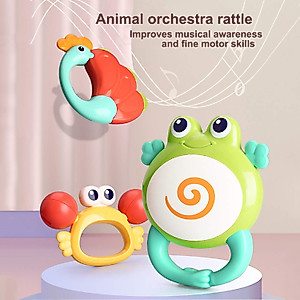 Yiosion Baby Rattles Toys Set, Infant Grab N Shake Rattle, Sensory Teether, Development Learning Music Toy, Newborn Babies First Birthday Gifts for 0 1 2 3 4 5 6 7 8 9 10 12 Month Boy Girl