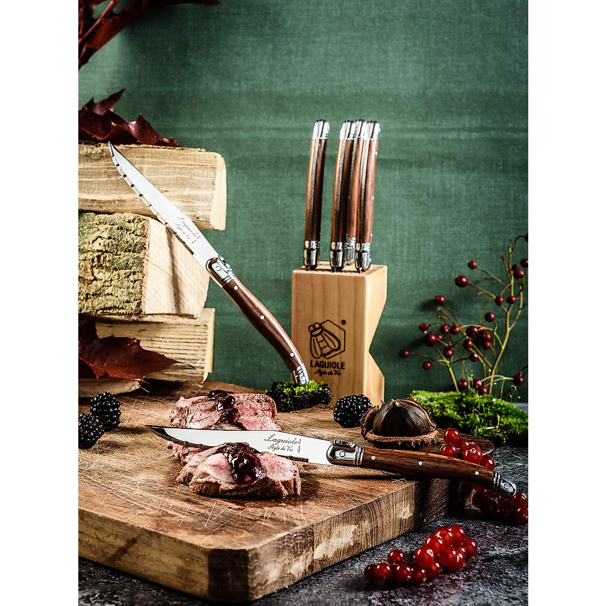 Laguiole Style de Vie Premium Line Steak Knife 1.8 mm Thick 6 Pieces Wood Colour