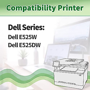 CAIRE Compatible Dell E525W E525DW E525 Toner Cartridge, Toner Cartridges Replacement for Dell E525W Color Laser Printer for 593-BBJX 593-BBJU 593-BBJV 593-BBJW (Black*2 Cyan Magenta Yellow, 5 Pack)