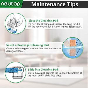 Neutop Mop Pads Compatible with iRobot Braava Jet 200 Series 240 241 244 245 250 Robot Mops, Washable and Reusable, 4 Wet 4 Dry 4 Damp.