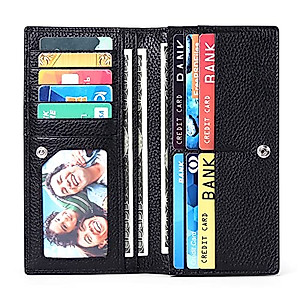 GOIACII Wallets for Women RFID Blocking Ultra Slim Real Leather Credit Card Holder Clutch