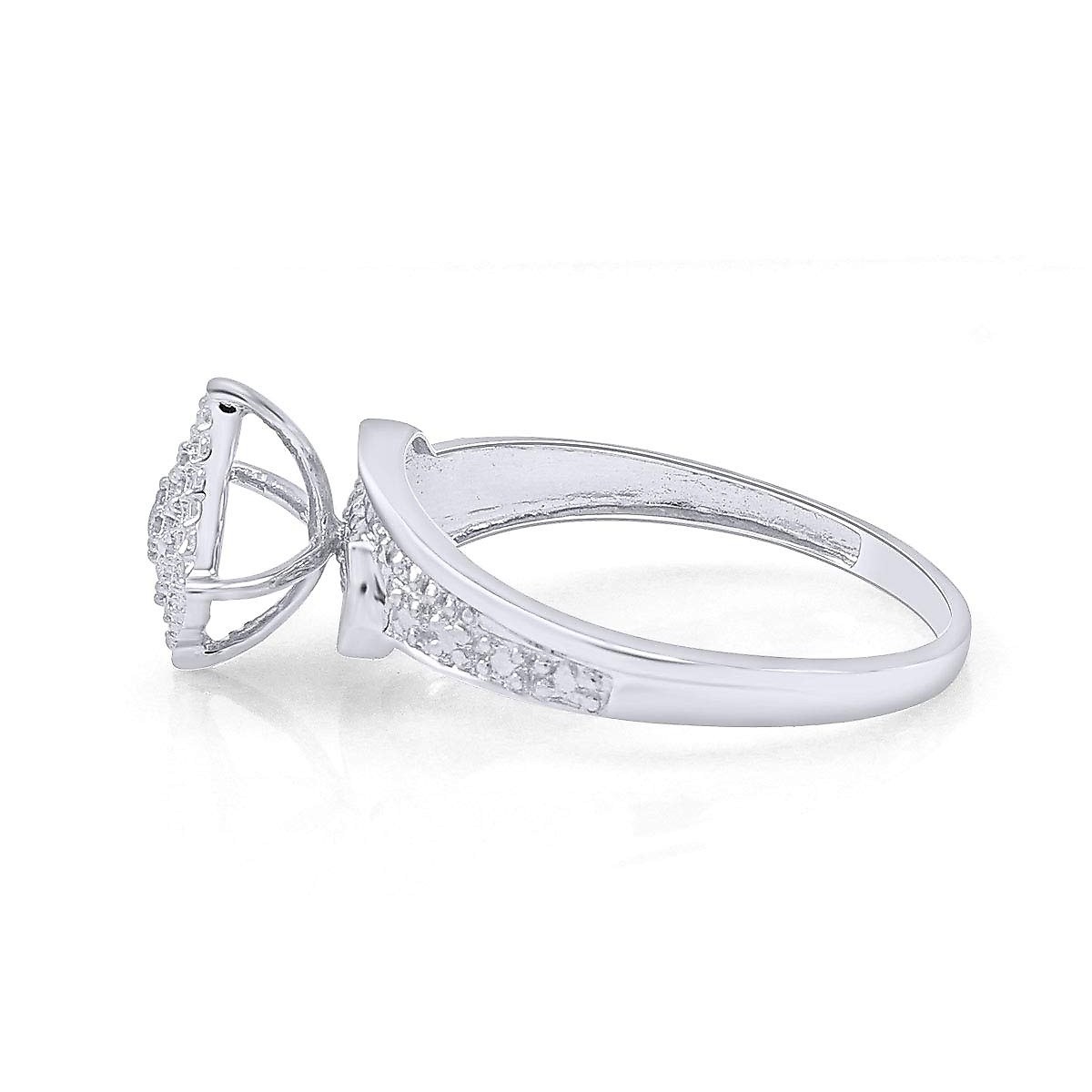 Jewel Zone US White Natural Diamond Cluster Ring in 14k White Gold Over Sterling Silver