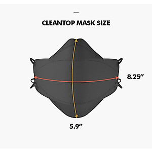 CleanTech (Pack of 10 [EverGreen CleanTop] (Adjustable Strap) 4-Layers Premium Filters (KF94 Certified) Face Mask Protective Disposable Safety Dust Covers (Adults) Individual Packaged - Black Large